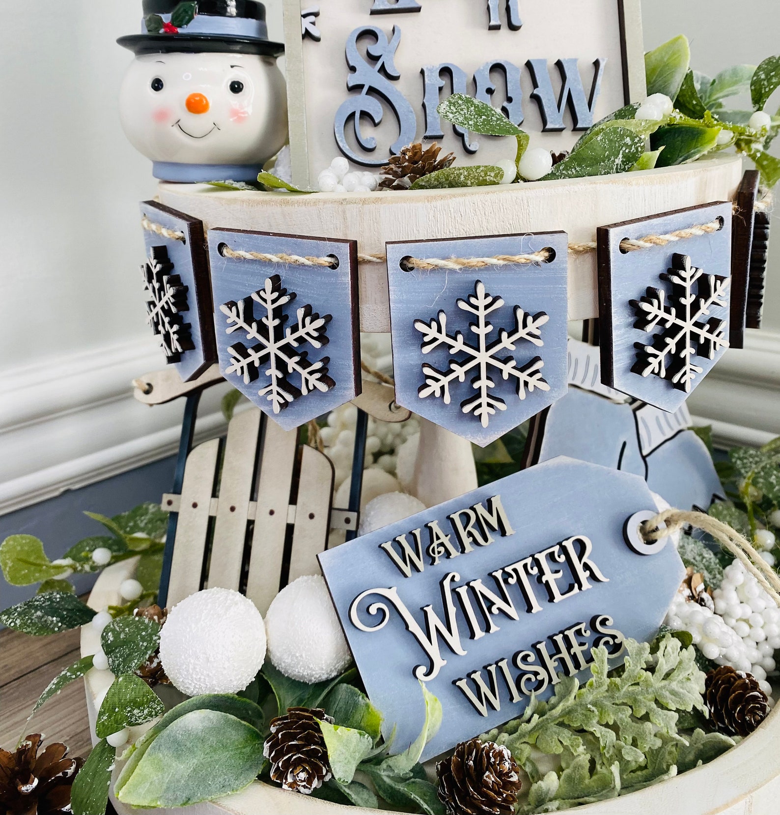 Winter Tiered Tray Décor Digital File Snow Tiered Tray - Etsy