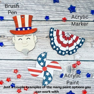 Patriotic Set, Pop-out Kids DIY Craft Kit, SVG, Uncle Sam, Pinwheel ...