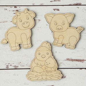 Farm Animal Pop-out Kids DIY Craft Kit, SVG, Cow, Chicken, Pig, Digital ...