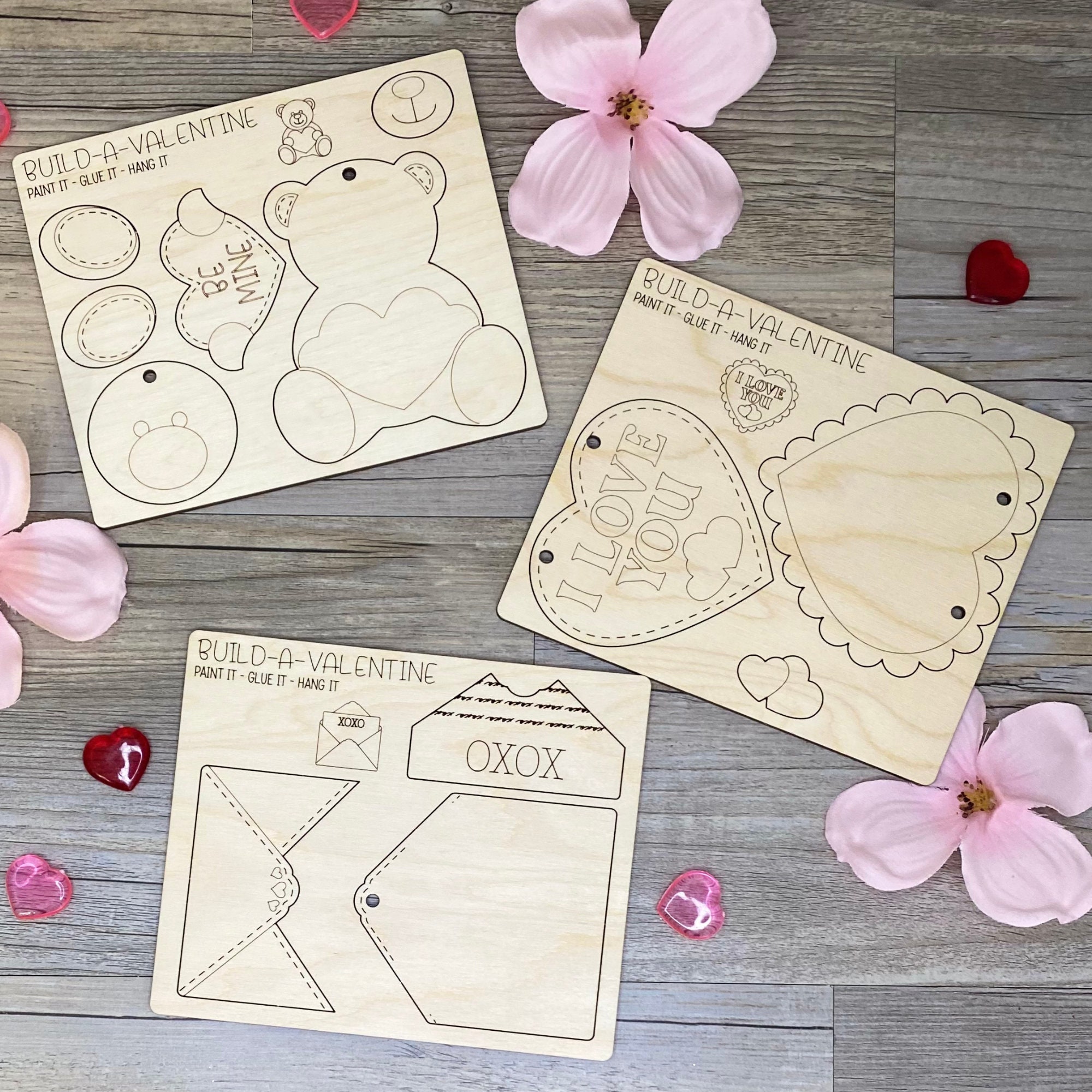Valentine’s Day Set, Pop-out Kids DIY Craft Kit, SVG, Valentine Bear ...