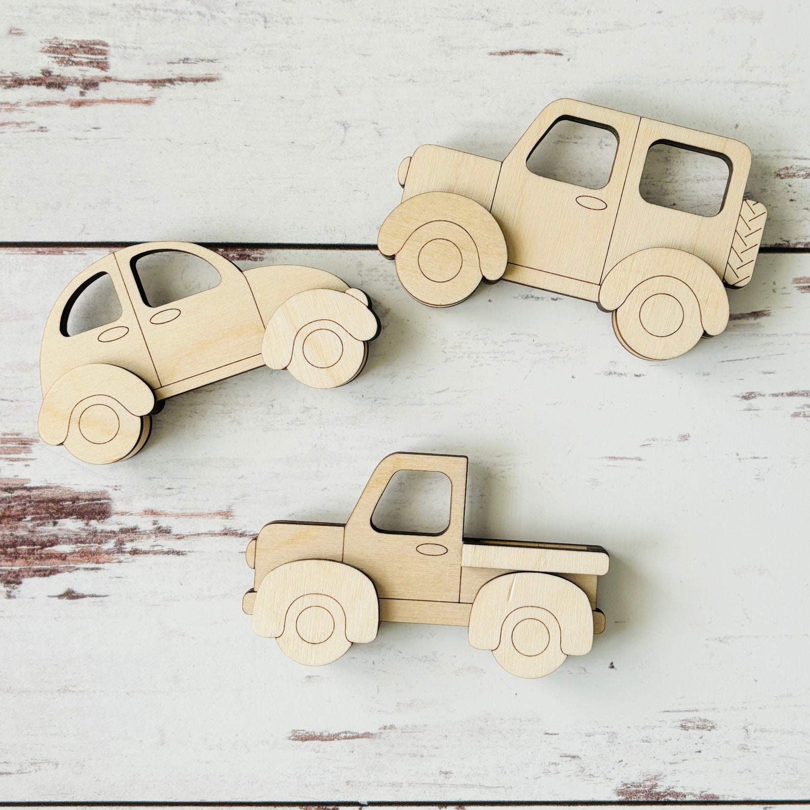 Car Pop-out Kids DIY Craft Kit, SVG, Pickup Truck, Offroad SUV, Compact ...