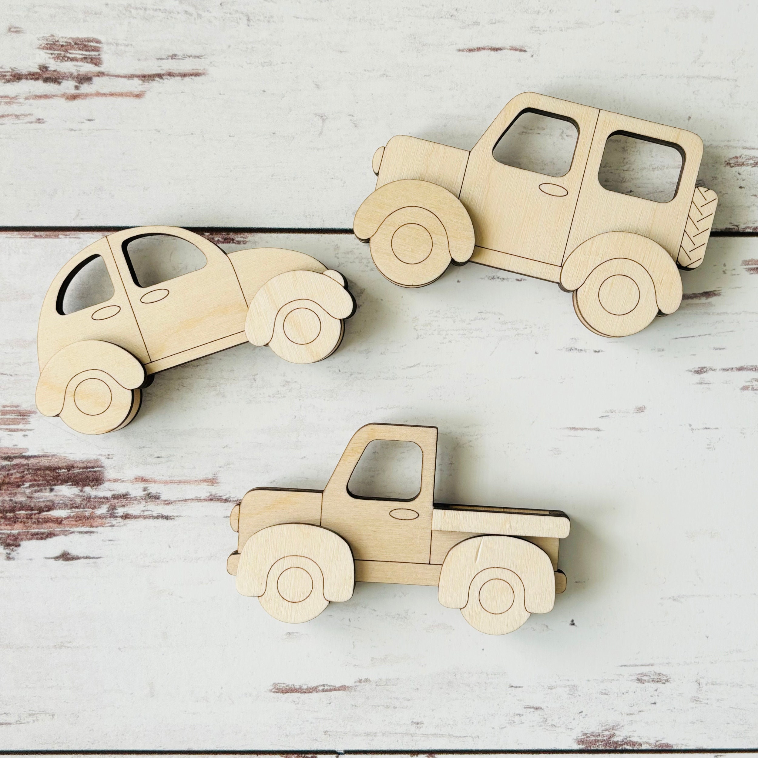 Car Pop-out Kids DIY Craft Kit, SVG, Pickup Truck, Offroad SUV, Compact ...