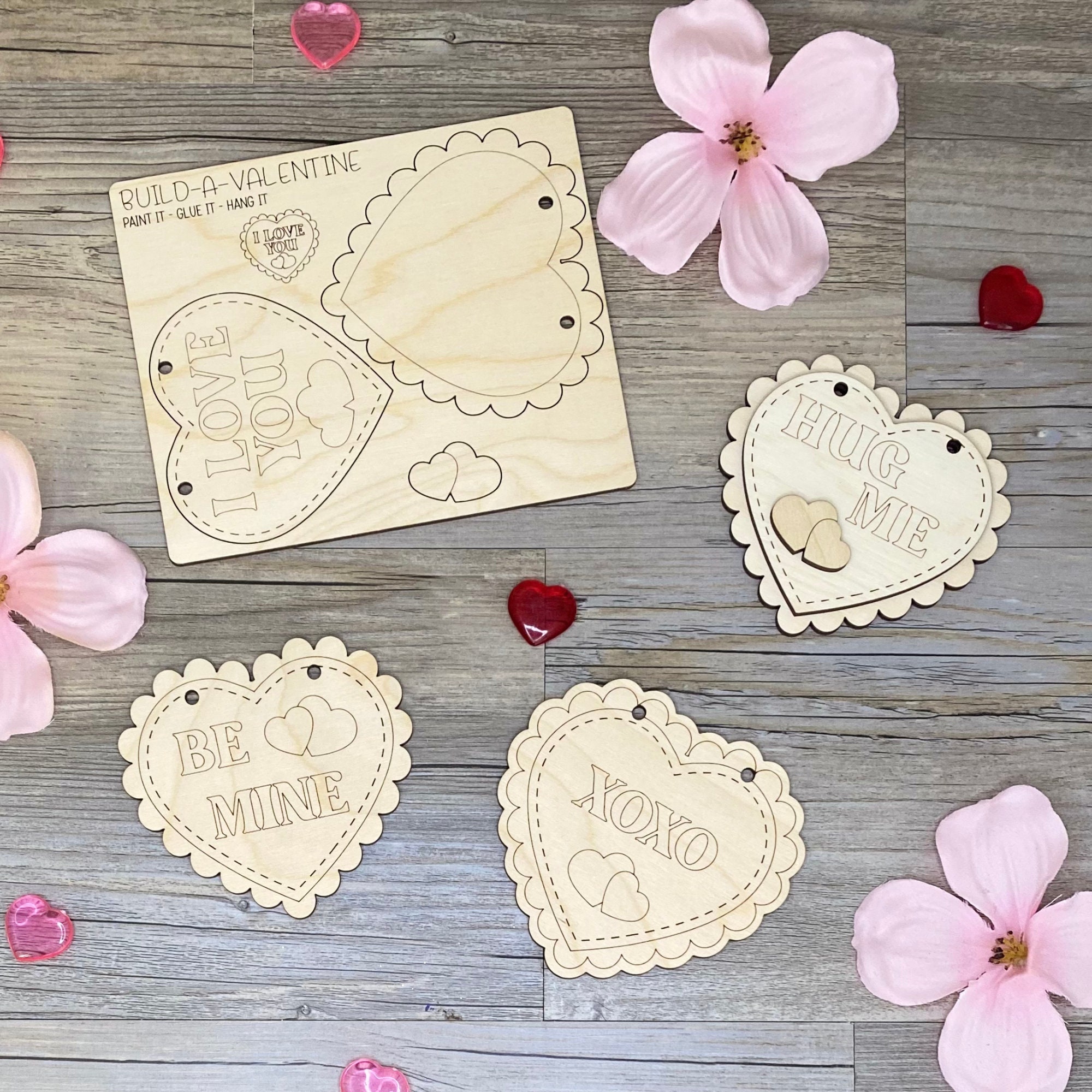 Valentine’s Day Set, Pop-out Kids DIY Craft Kit, SVG, Valentine Bear ...