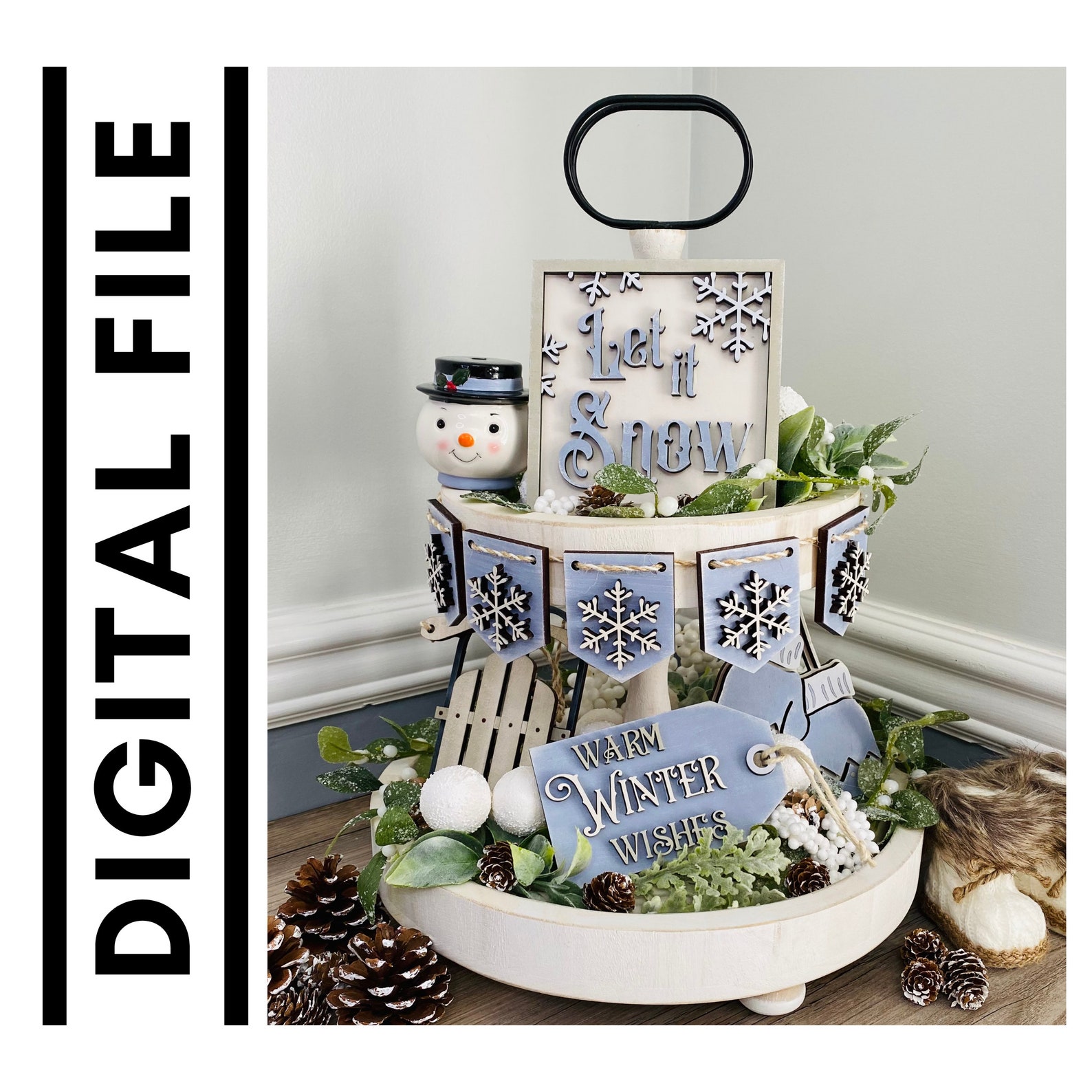 Winter Tiered Tray Décor Digital File Snow Tiered Tray - Etsy