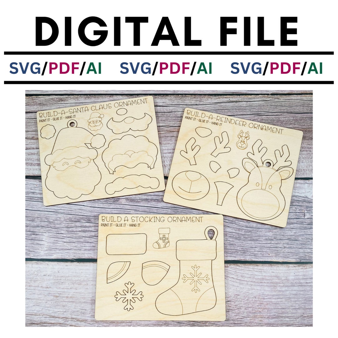 Christmas Ornament, Pop-out Kids DIY Craft Kit, SVG, Santa Claus ...