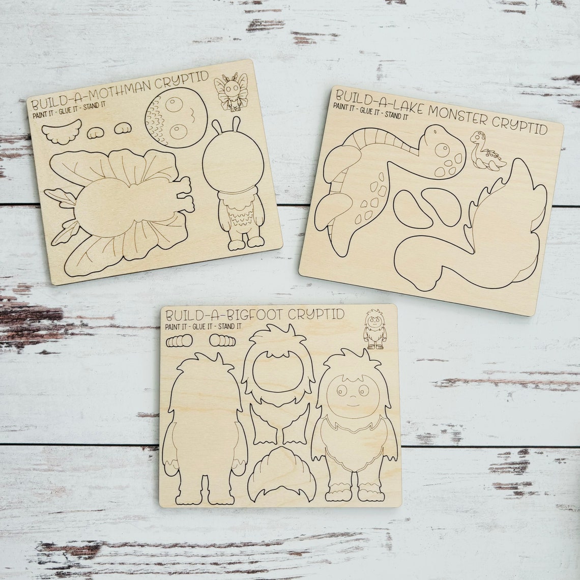 Cryptid Monster Pop-out DIY Craft Kit: Bigfoot, Mothman, Lake Monster ...
