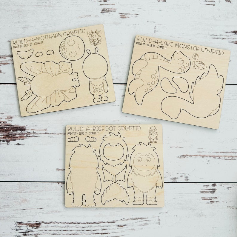 Cryptid Monster Pop-out DIY Craft Kit: Bigfoot, Mothman, Lake Monster ...