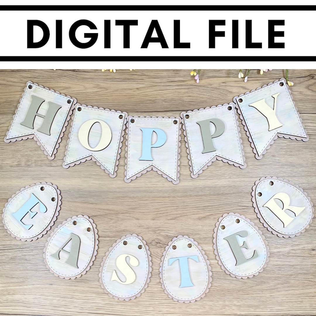 Easter Banner, Easter Bunting Banner, SVG, Laser Crafts, Digital ...