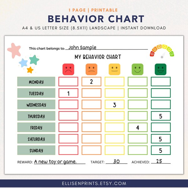 Behavior Chart - Etsy