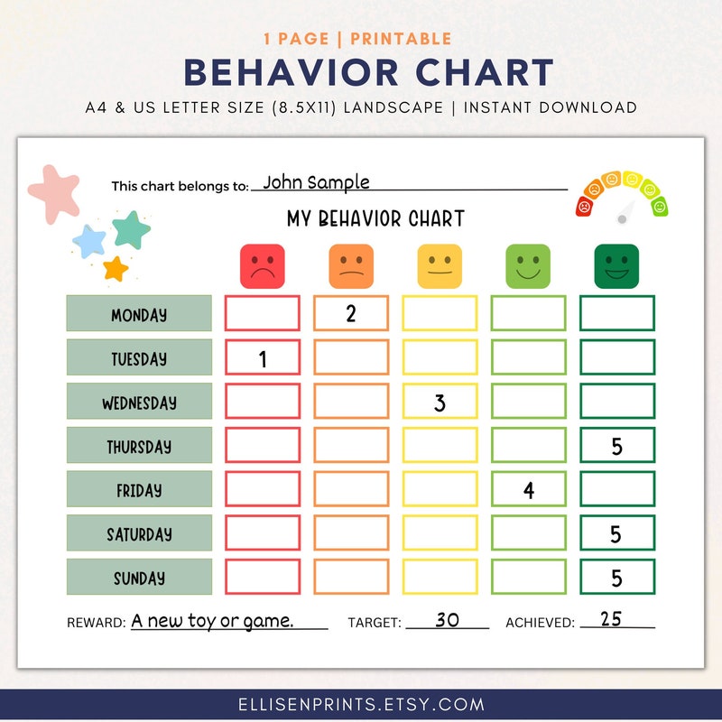 Behavior Chart - Etsy