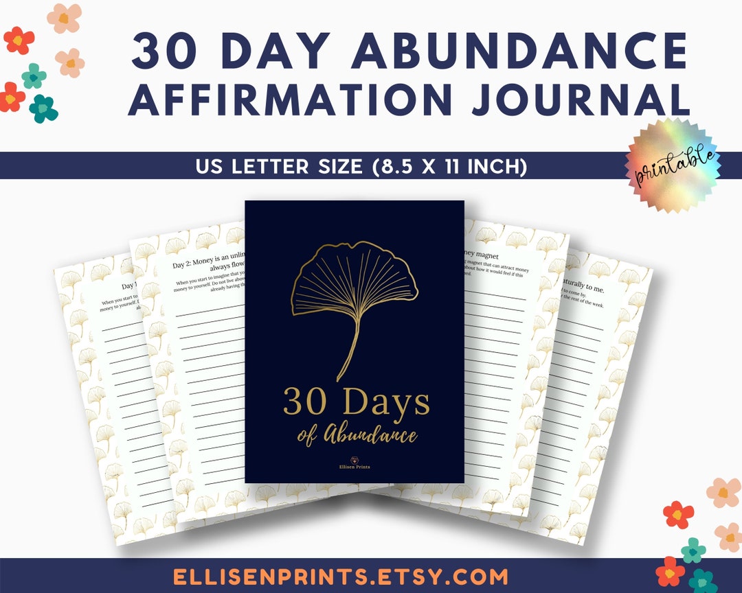 30 Days Affirmation and Manifestation Journal, Printable Affirmation ...