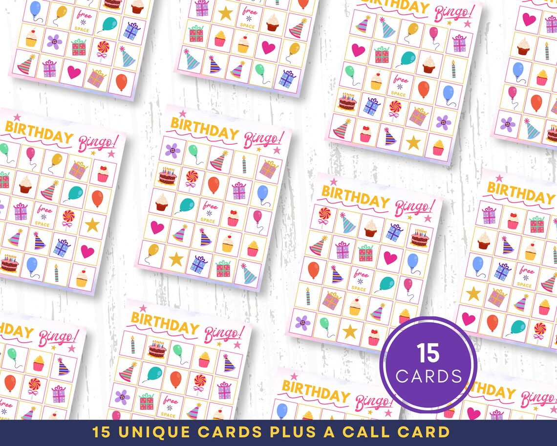 Birthday Bingo Game Printable Birthday Bingo Cards for Kids Teens and ...