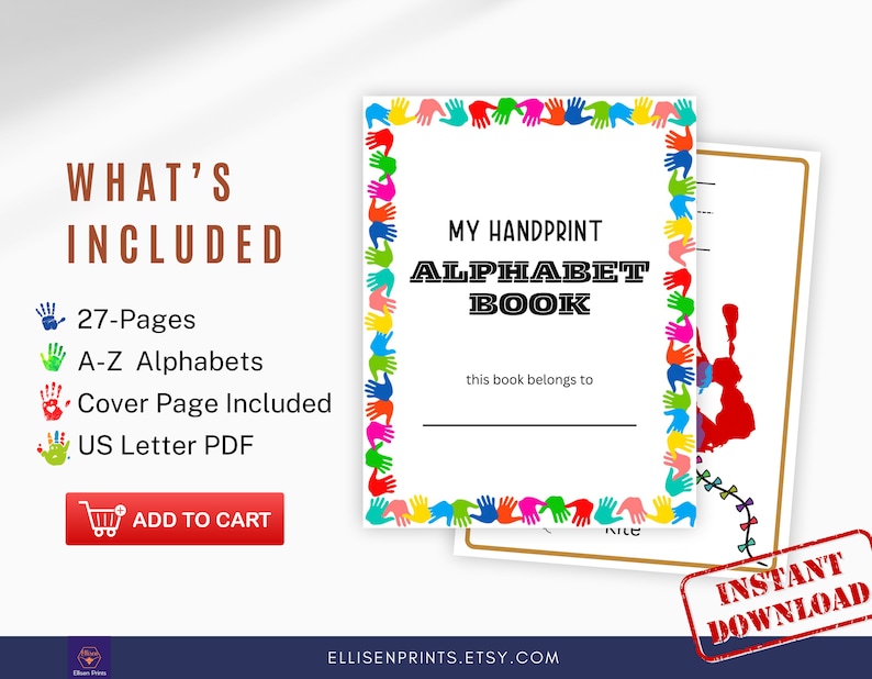 ABC Phonic Handprint Craft Art, Handprint Alphabet Book, Baby Toddler ...