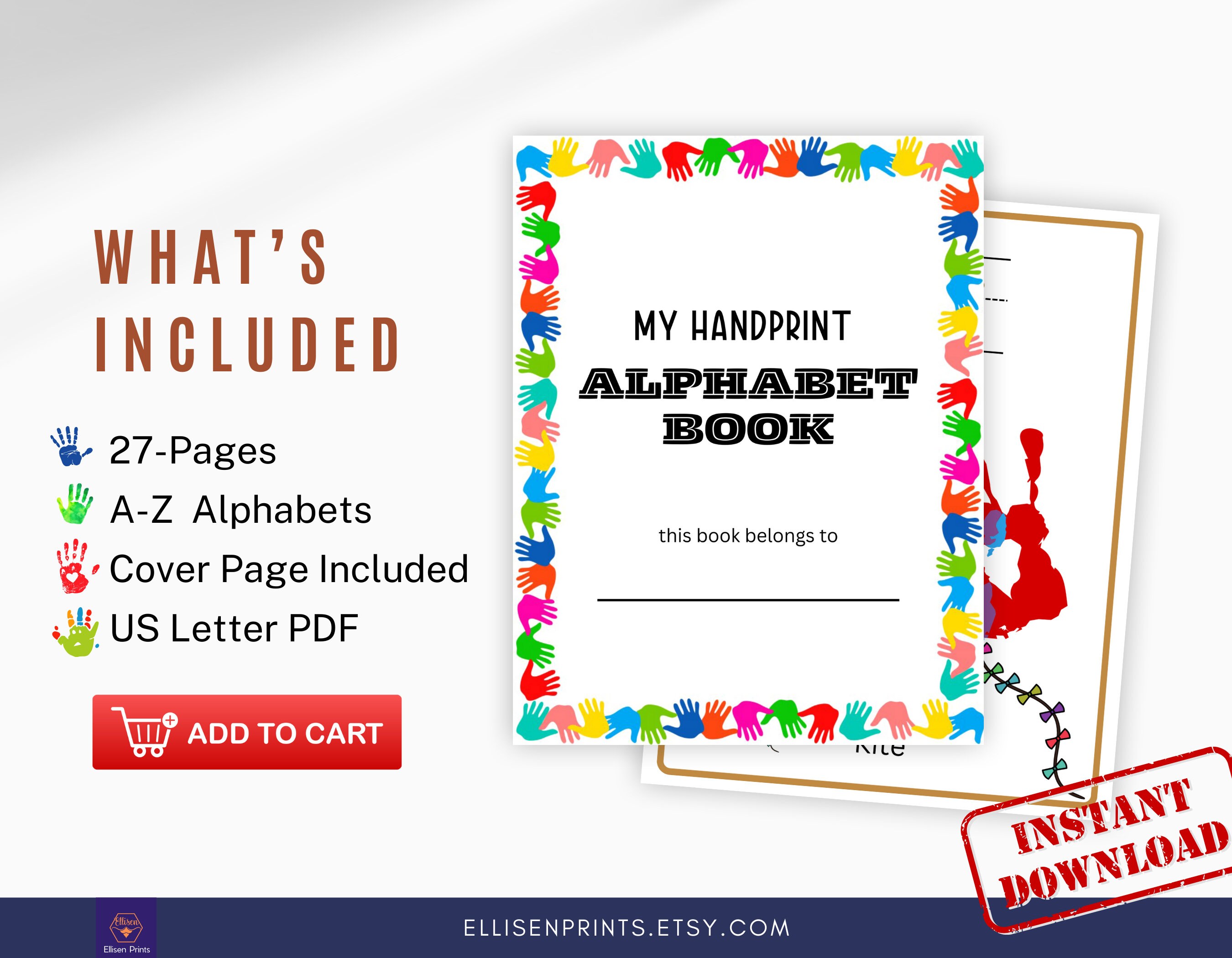 ABC Phonic Handprint Craft Art, Handprint Alphabet Book, Baby Toddler ...