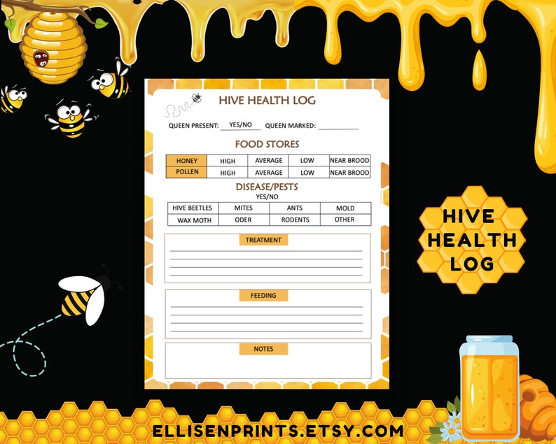 Beekeeping Log Book Templates | Beekeeper Log | Beekeeper's Planner ...