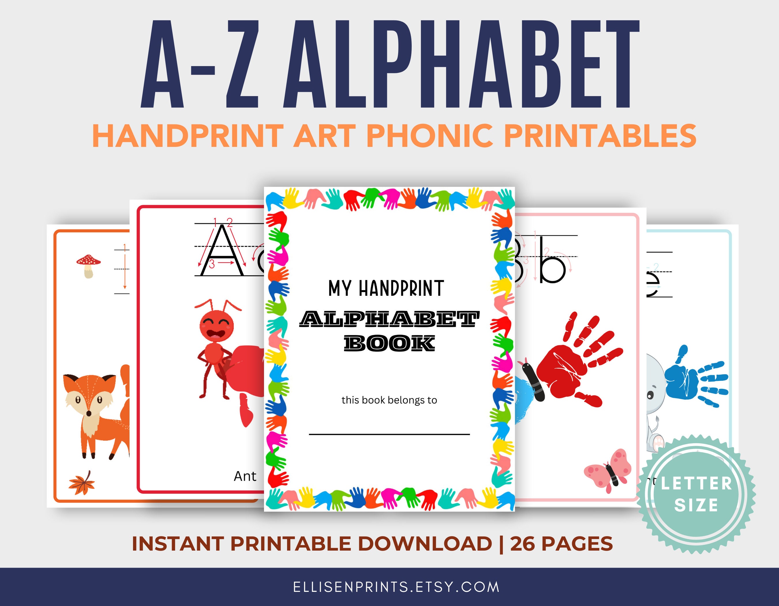 ABC Phonic Handprint Craft Art, Handprint Alphabet Book, Baby Toddler ...