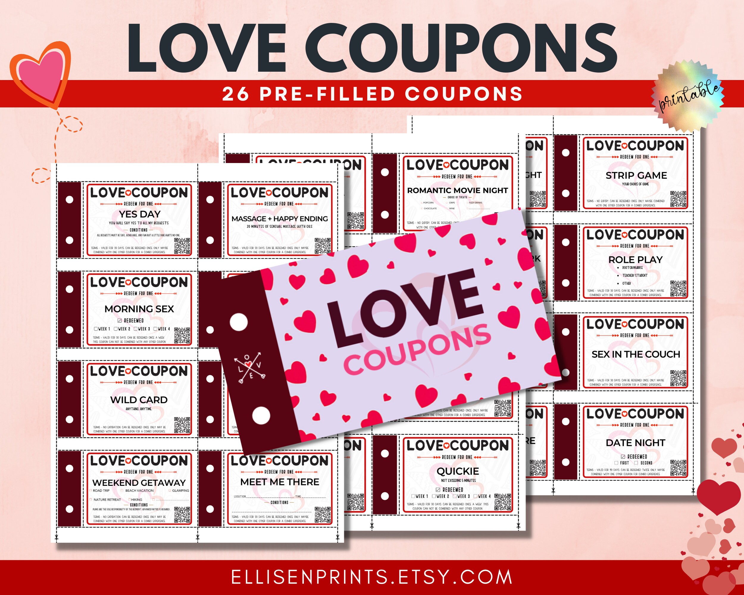 Fun and Flirty Love Coupons Steamy Love Coupons Unique Love Coupons ...