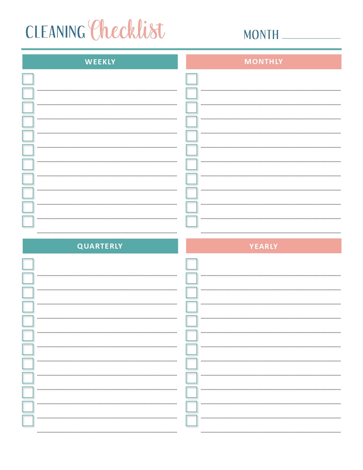 Monthly Cleaning Planner Monthly Cleaning Schedule Printable Monthly ...