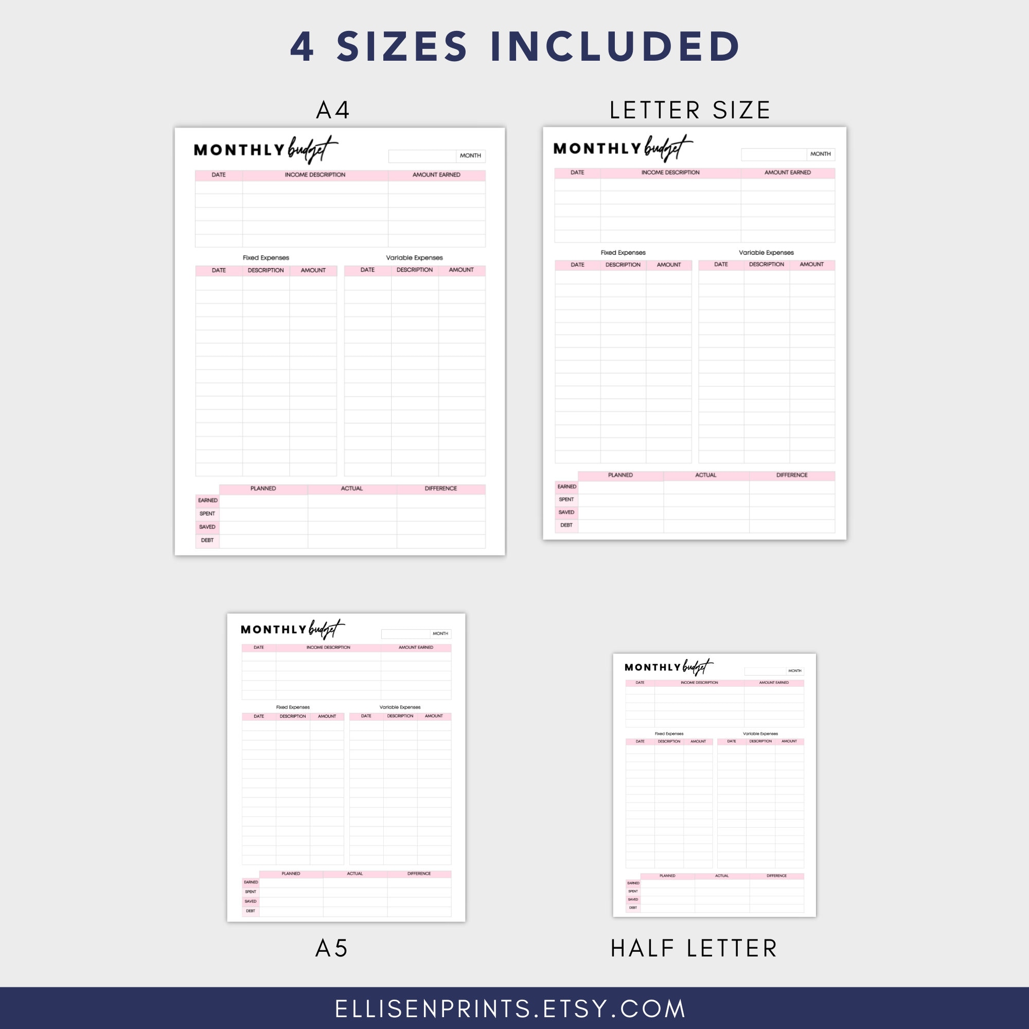 Pink Monthly Budget Printable | Monthly Budget Sheet Printable ...