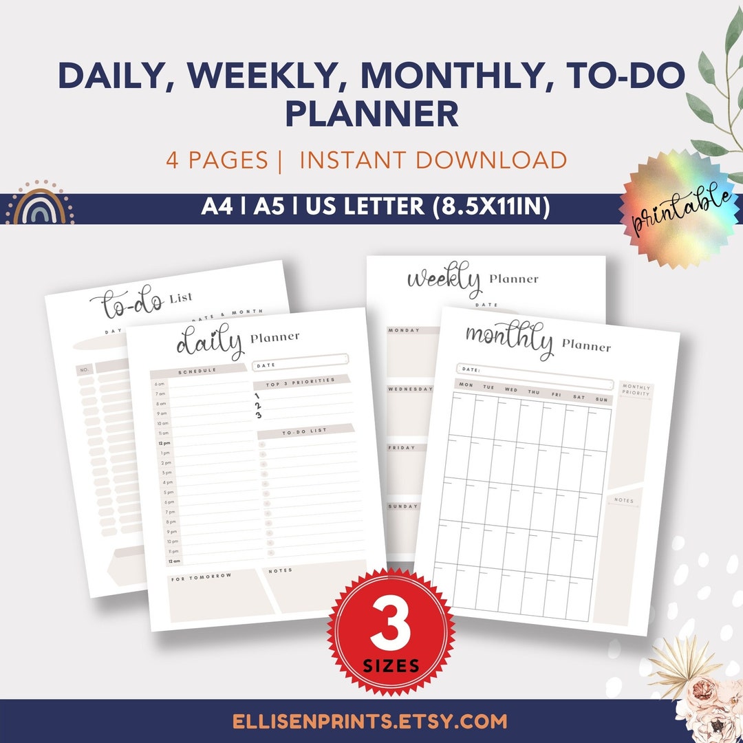 Monthly Bundle Planner | Printable Planner Bundle | Monthly Planner ...