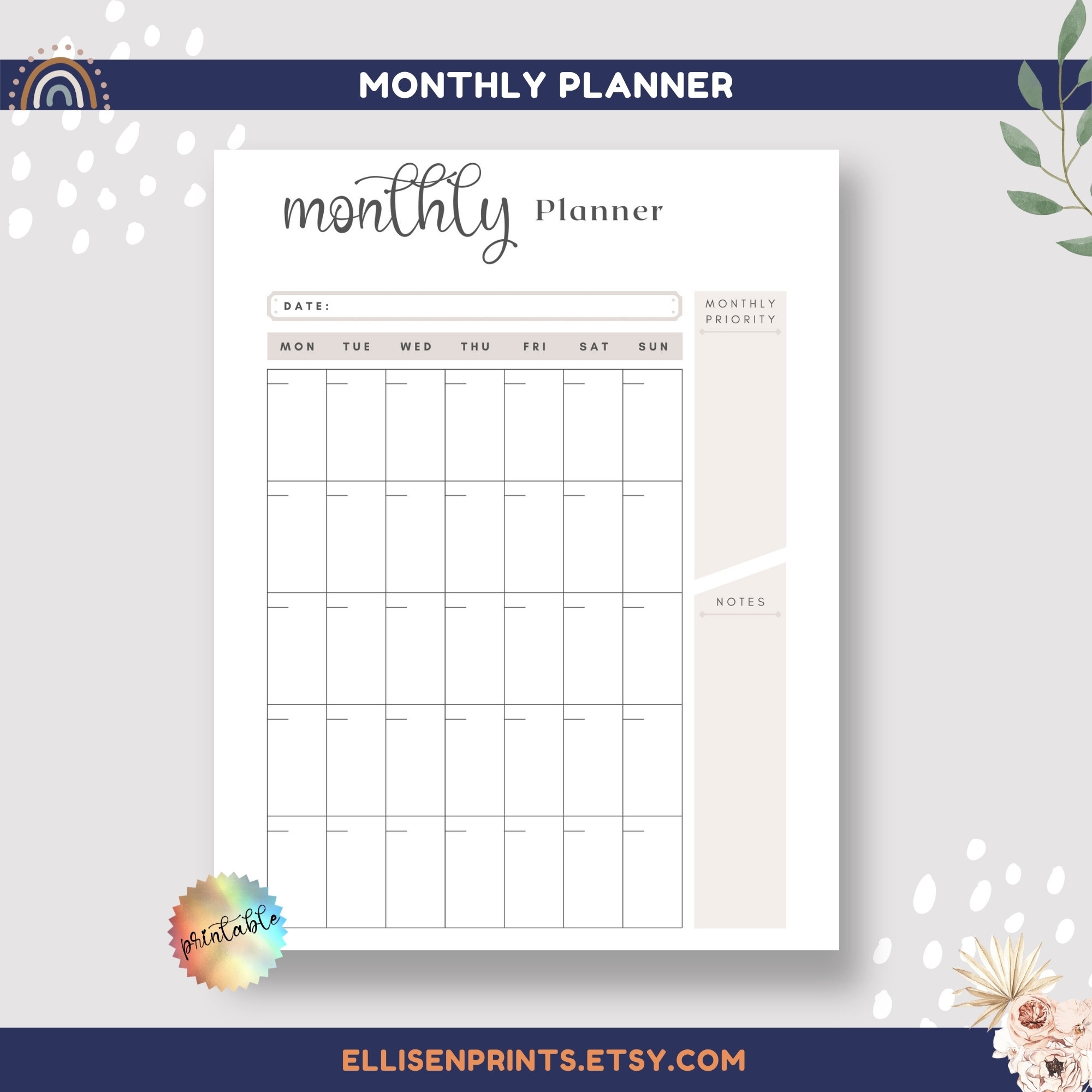 Monthly Bundle Planner Printable Planner Bundle Monthly Planner Daily ...