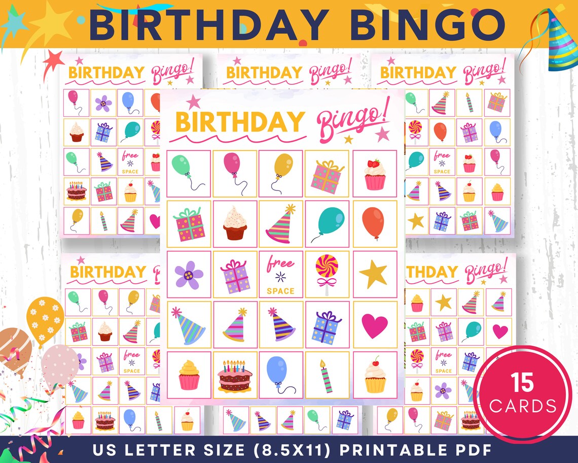 Birthday Bingo Game | Printable Birthday Bingo Cards for Kids | Teens ...