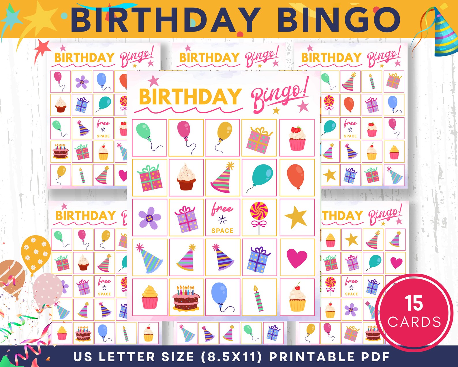 Birthday Bingo Game Printable Birthday Bingo Cards for Kids - Etsy