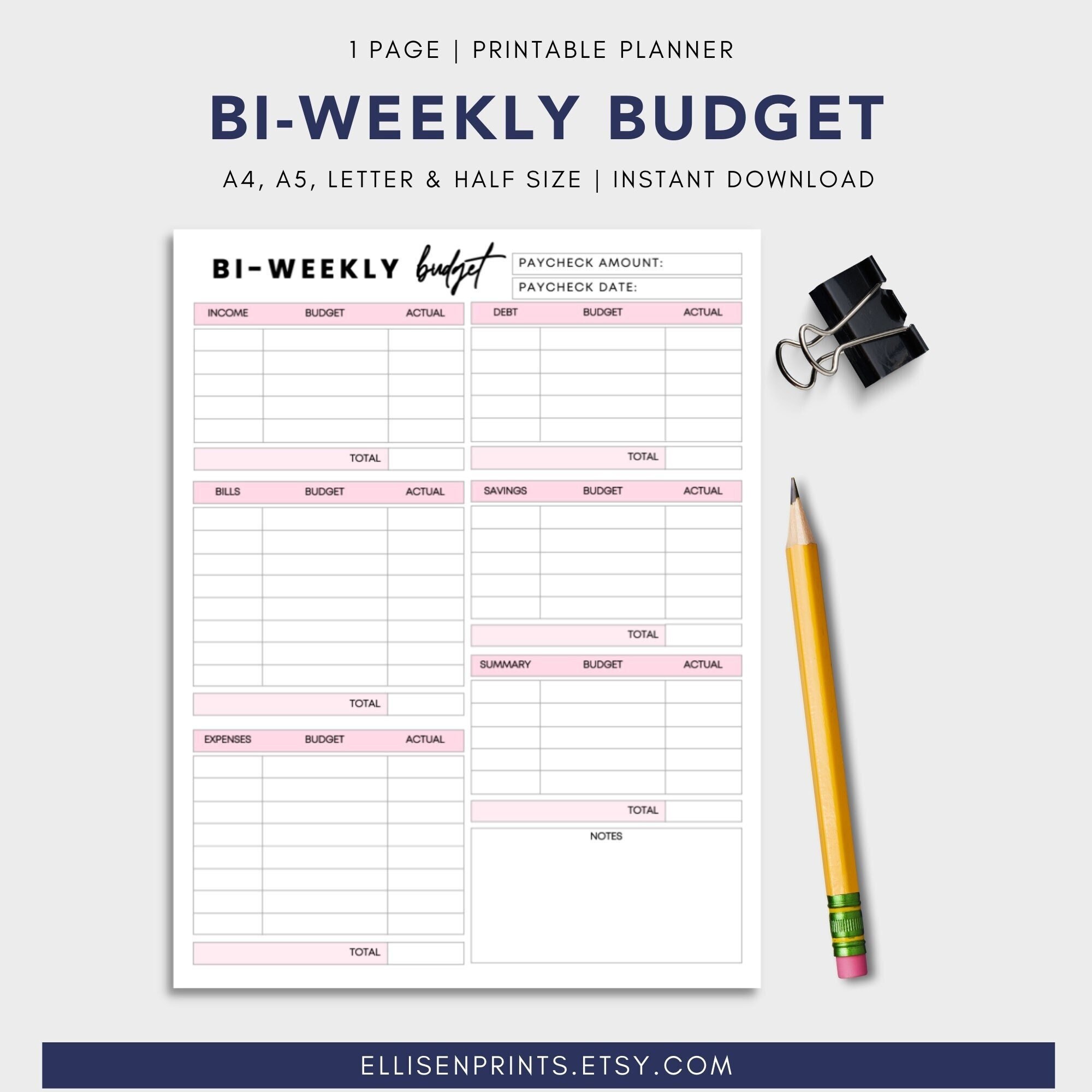 Printable Weekly Budget Planner | Budget Planner Printable | Weekly ...