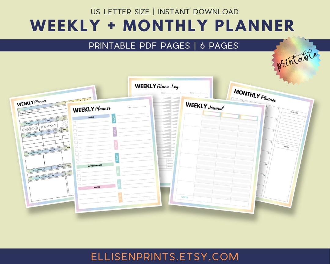 Monthly Bundle Planner Productivity Planner time Management - Etsy