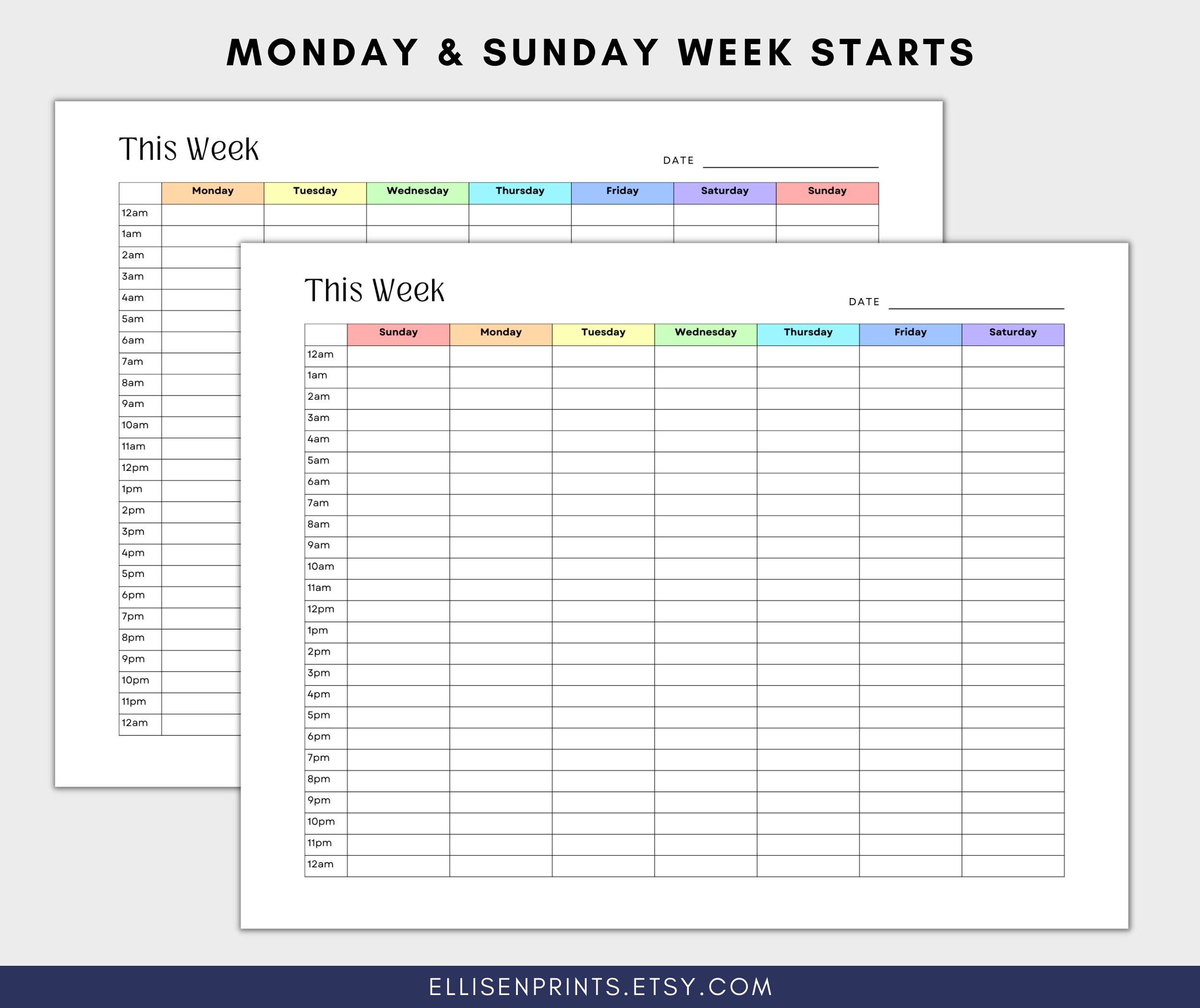 24 Hour Time Blocking Weekly Planner Time Blocking Planner productivity ...
