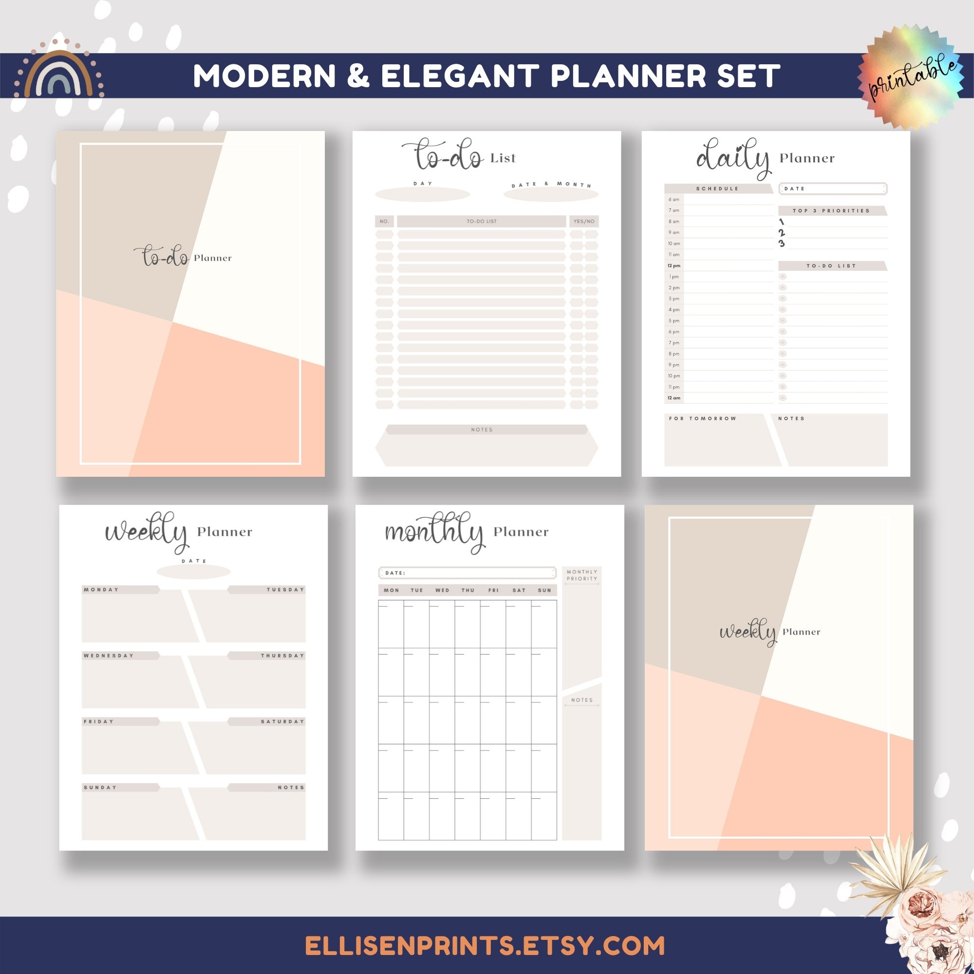 Monthly Bundle Planner Printable Planner Bundle Monthly Planner Daily ...