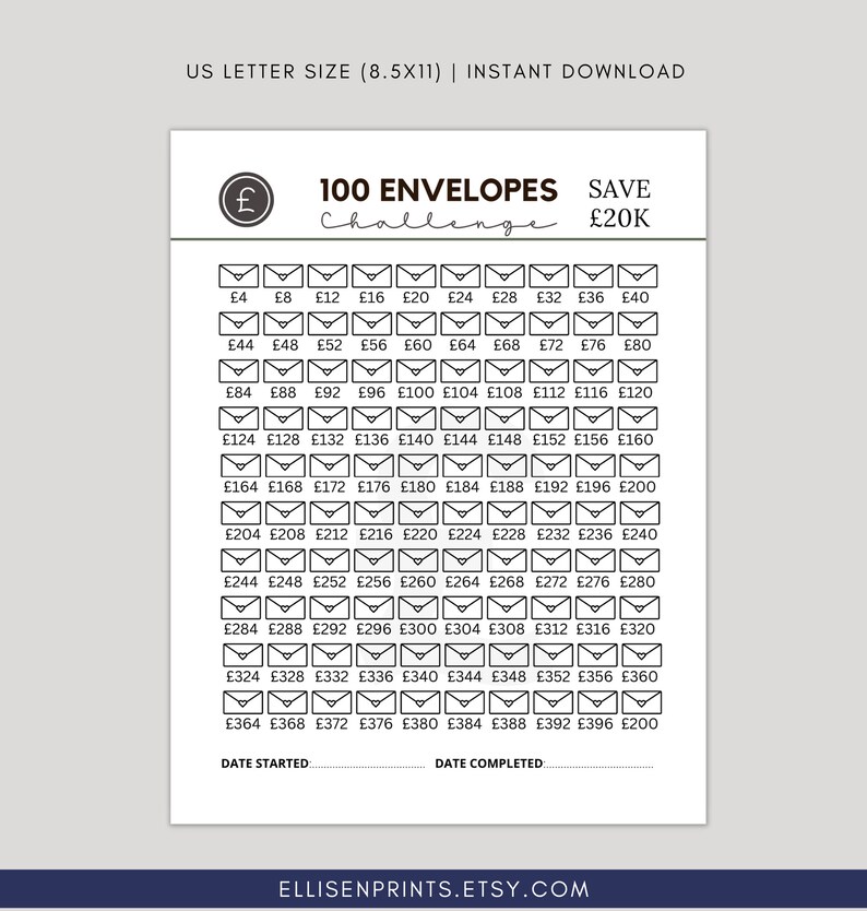 Printable Saving Tracker | 20K Challenge Savings Planner | Financial ...
