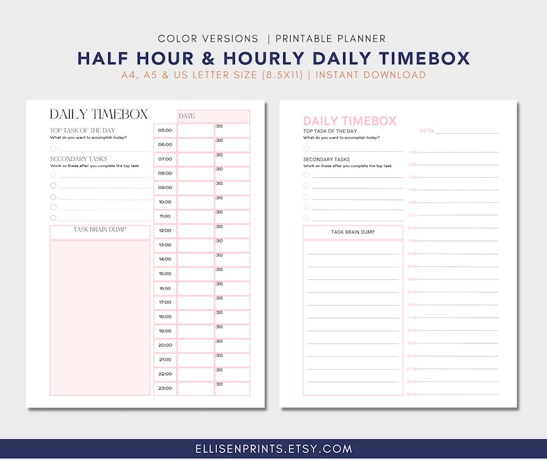 Printable Daily Timebox Planner for Productivity | Focus Timebook ...