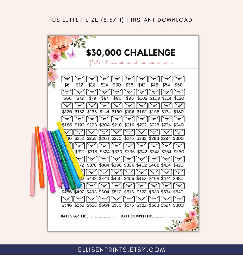 30K Challenge Savings Planner | Saving Money | Financial Freedom ...