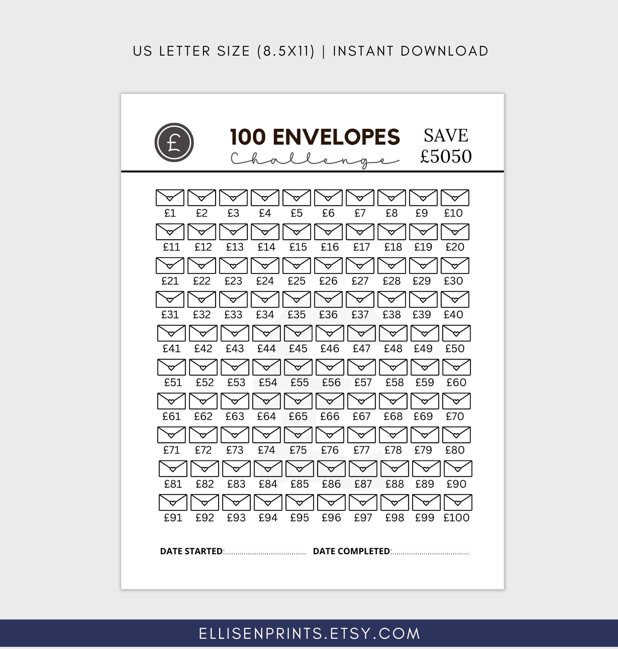 Printable 5K Savings Tracker save Money Savings Tracker - Etsy