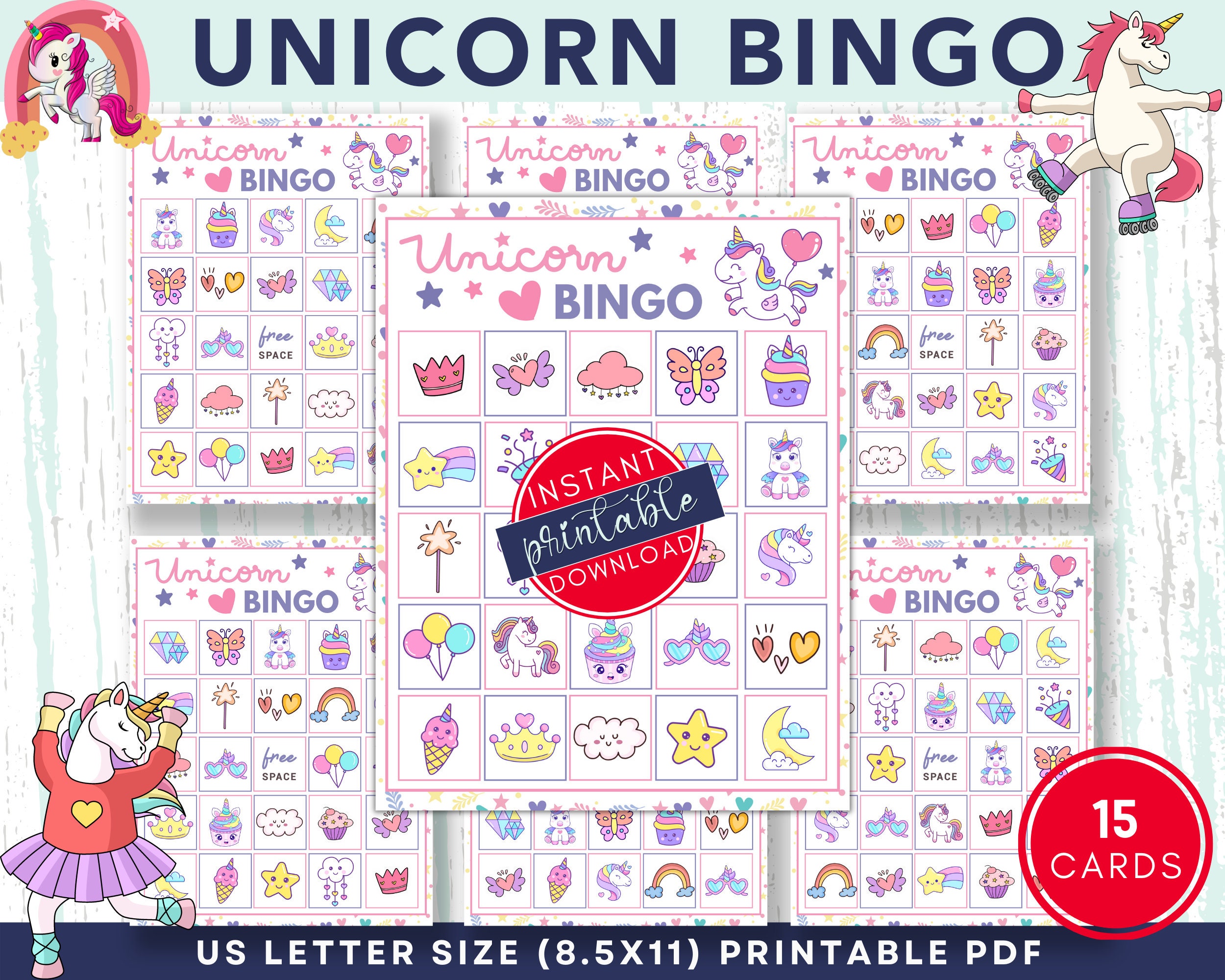 Unicorn Bingo Game |printable Unicorn Tail Tag |cards for Kid |teens ...