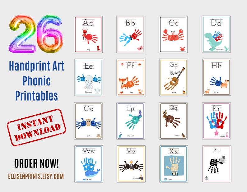 ABC Phonic Handprint Craft Art, Handprint Alphabet Book, Baby Toddler ...