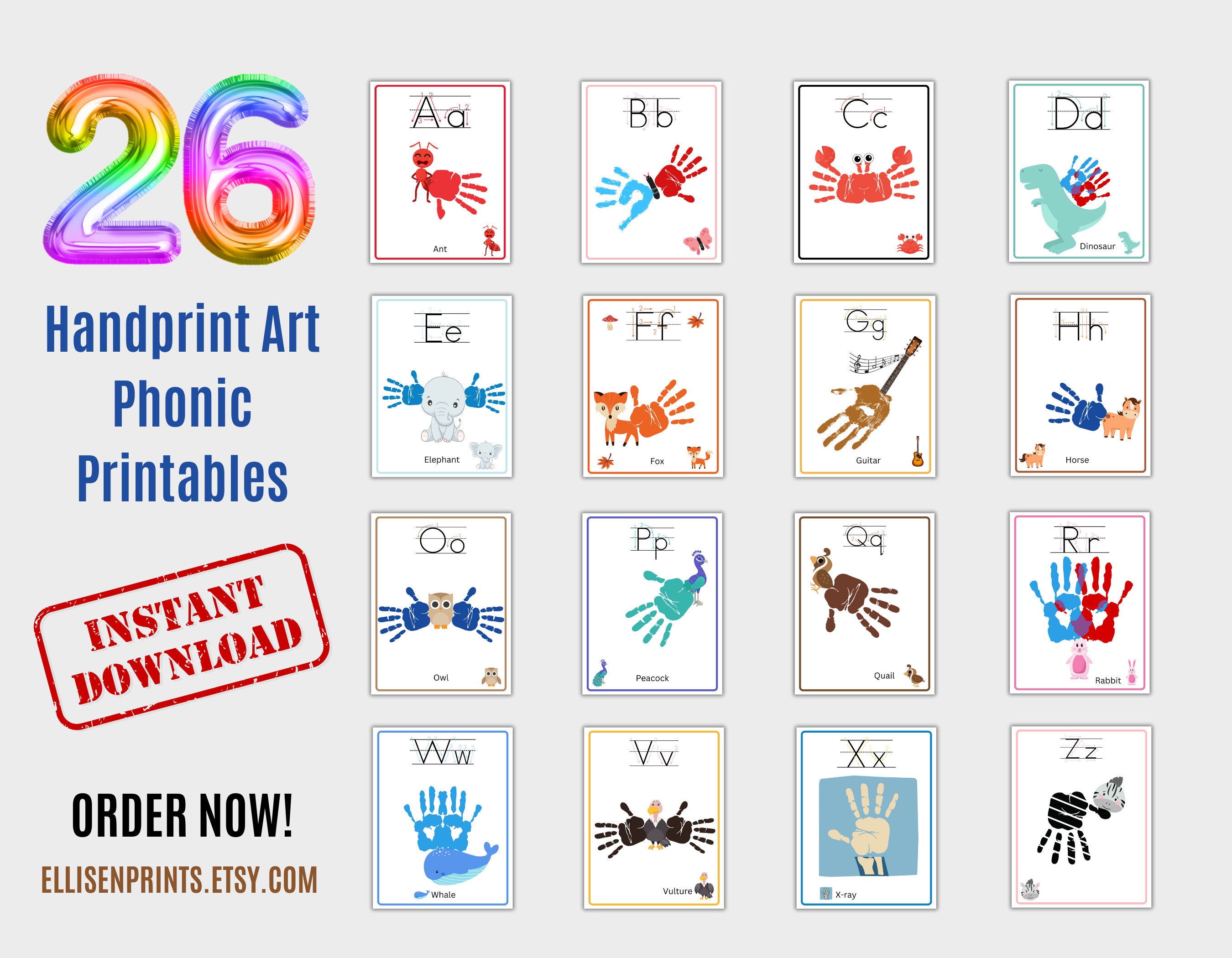 ABC Phonic Handprint Craft Art, Handprint Alphabet Book, Baby Toddler ...