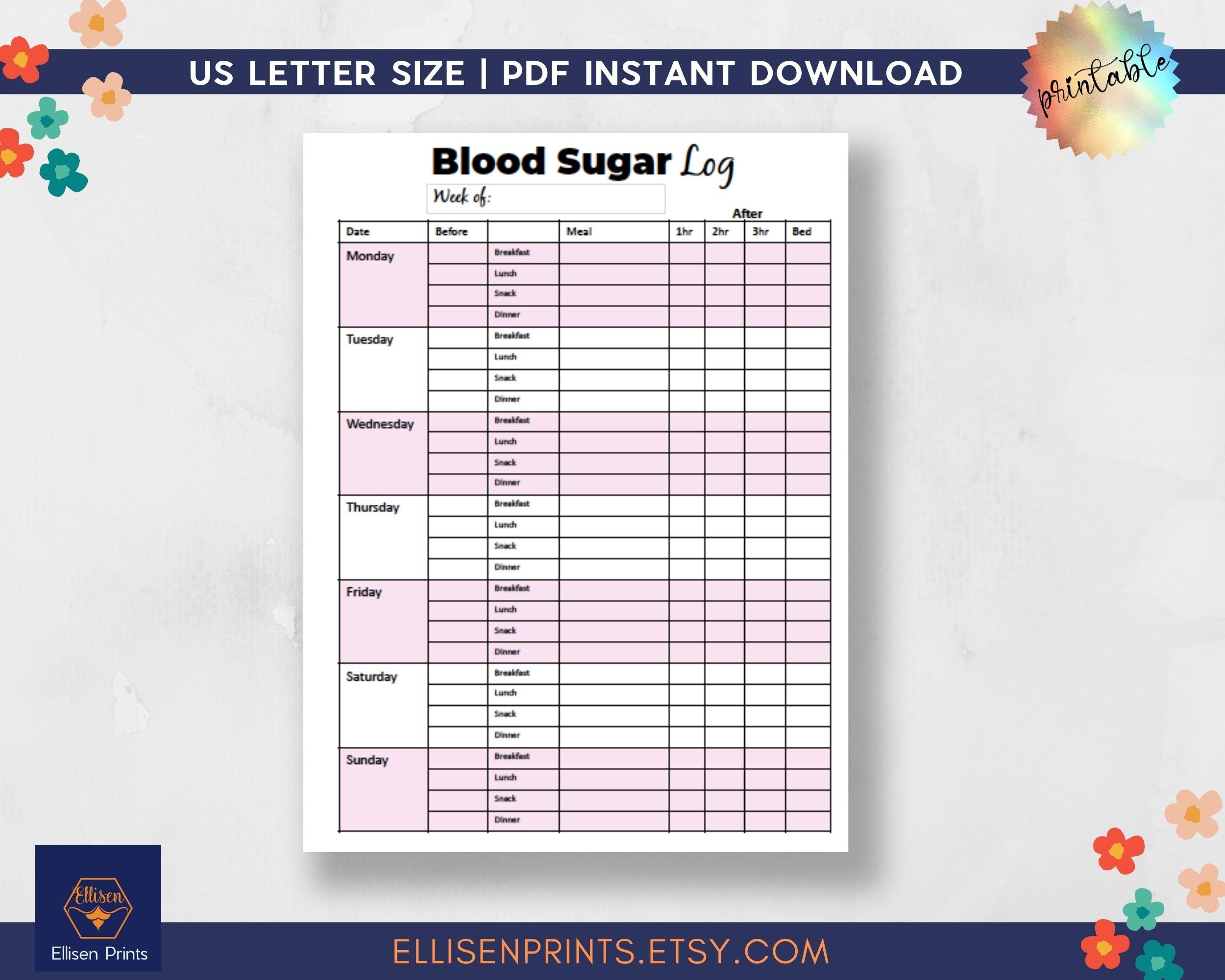 Blood Sugar Tracker | Daily Food Journal | Diabetes Tracker Log Book ...