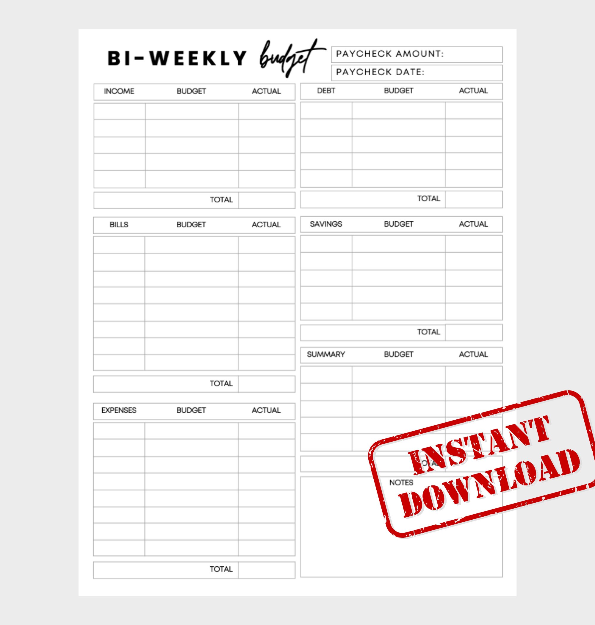 Printable Weekly Budget Planner Budget Planner Printable Weekly Budget ...