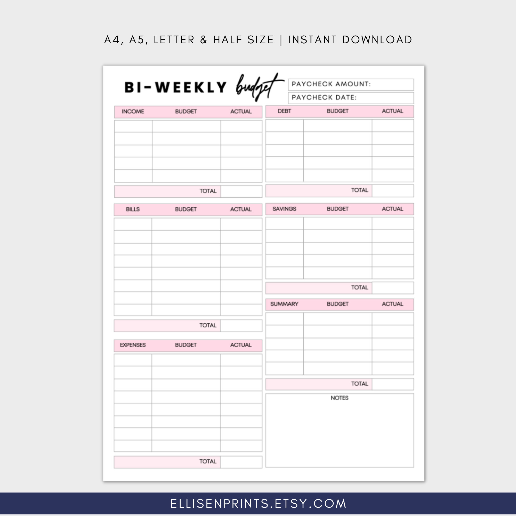 Printable Weekly Budget Planner Budget Planner Printable Weekly Budget ...