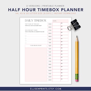 Printable Daily Timebox Planner for Productivity | Focus Timebook ...