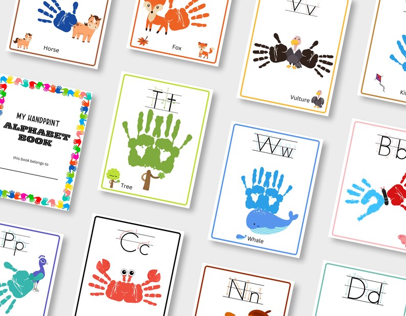 ABC Phonic Handprint Craft Art, Handprint Alphabet Book, Baby Toddler ...