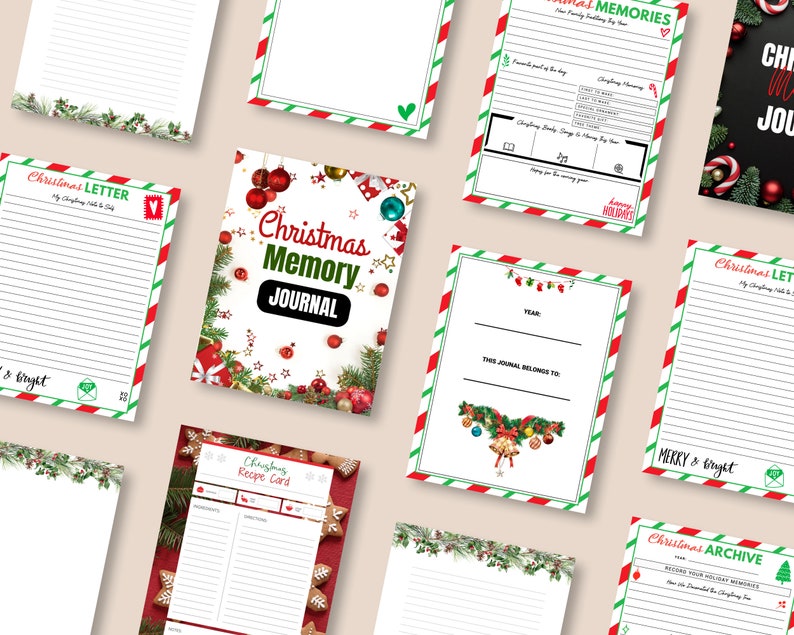 Christmas Memory Journal Printable | Family Keepsake Book (US Letter ...