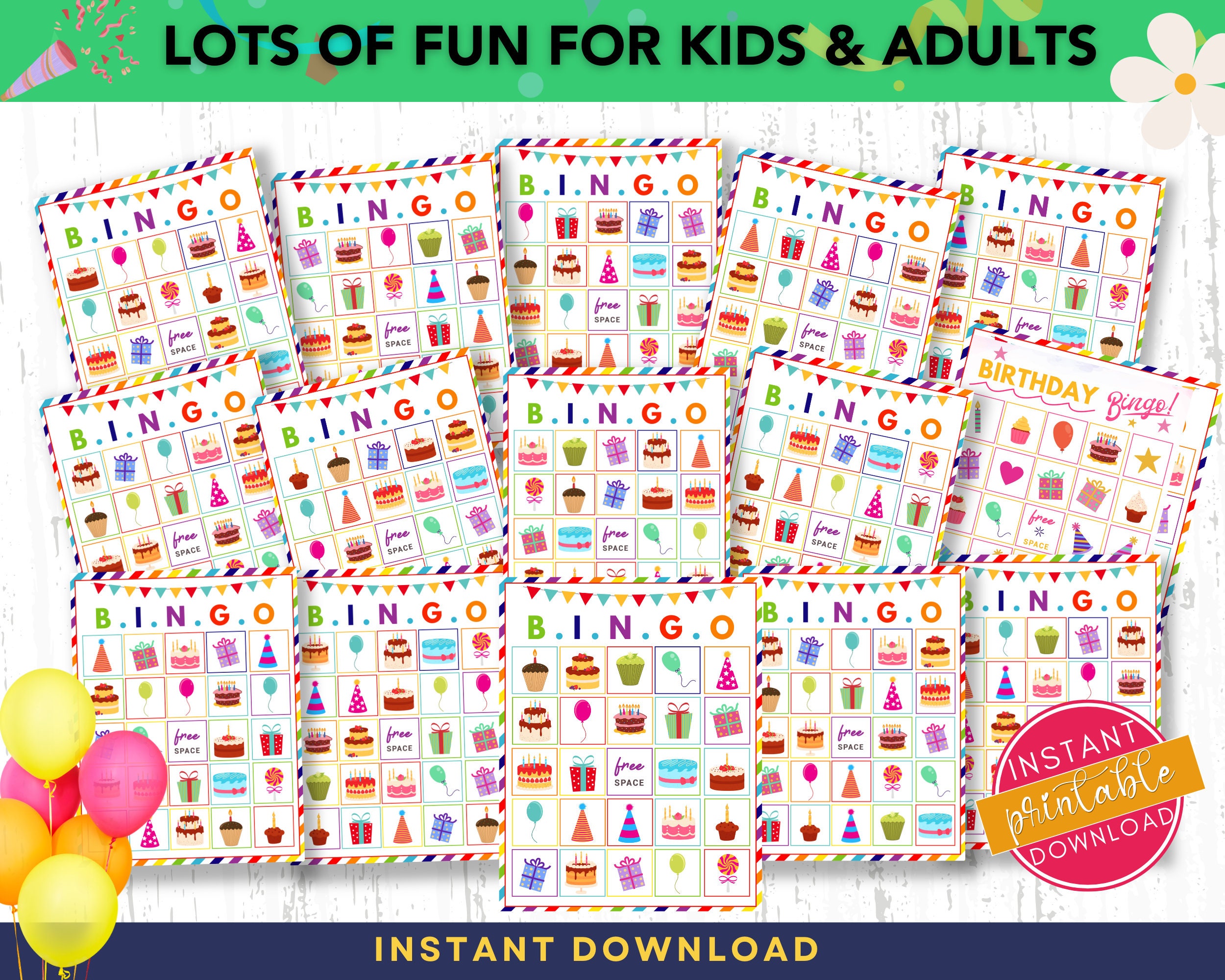 Birthday Bingo Game | Printable Birthday Bingo Cards for Kids | Teens ...