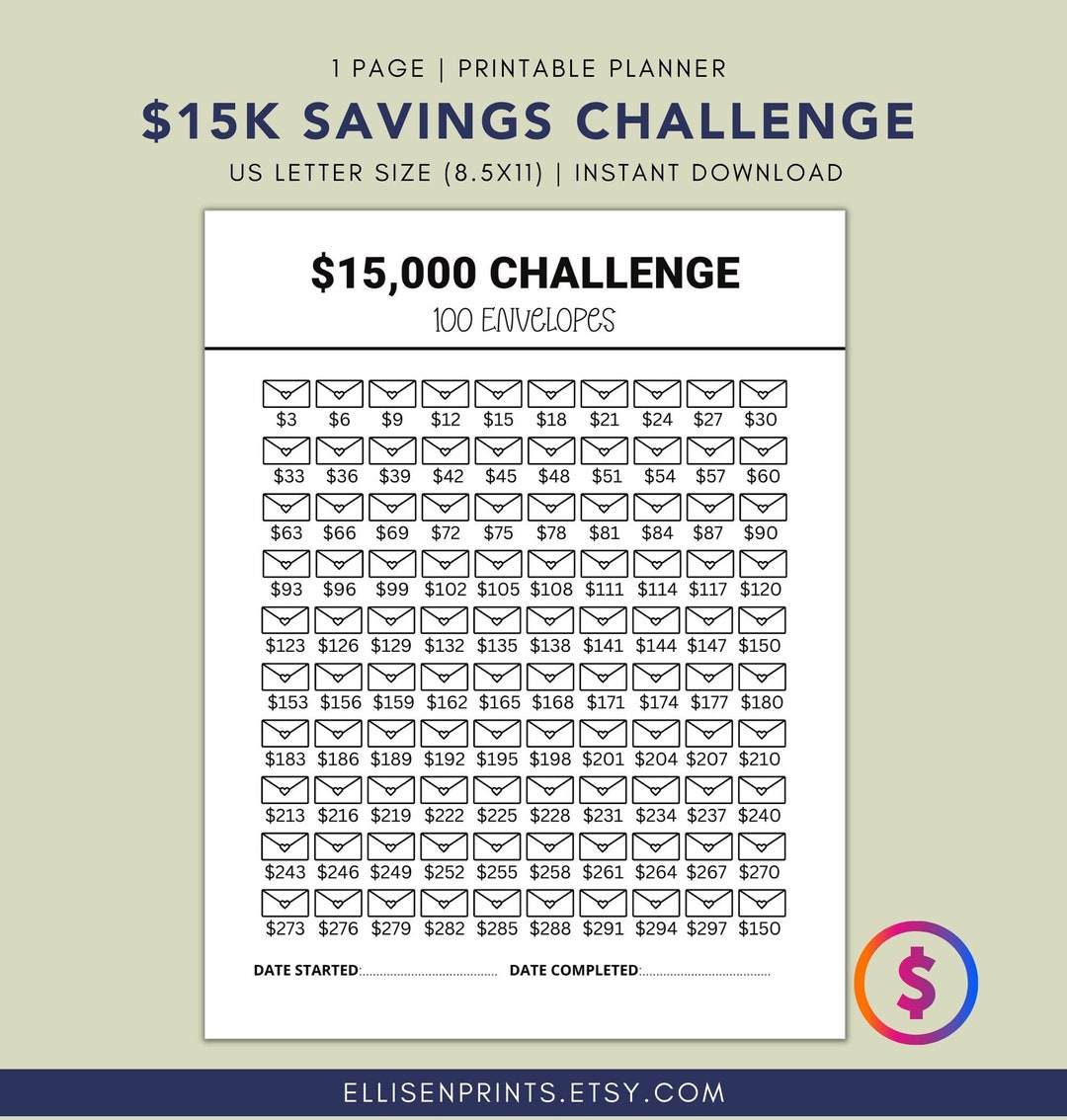 Winning Savings Challenge Planner |1500K Savings | Ultimate Savings ...