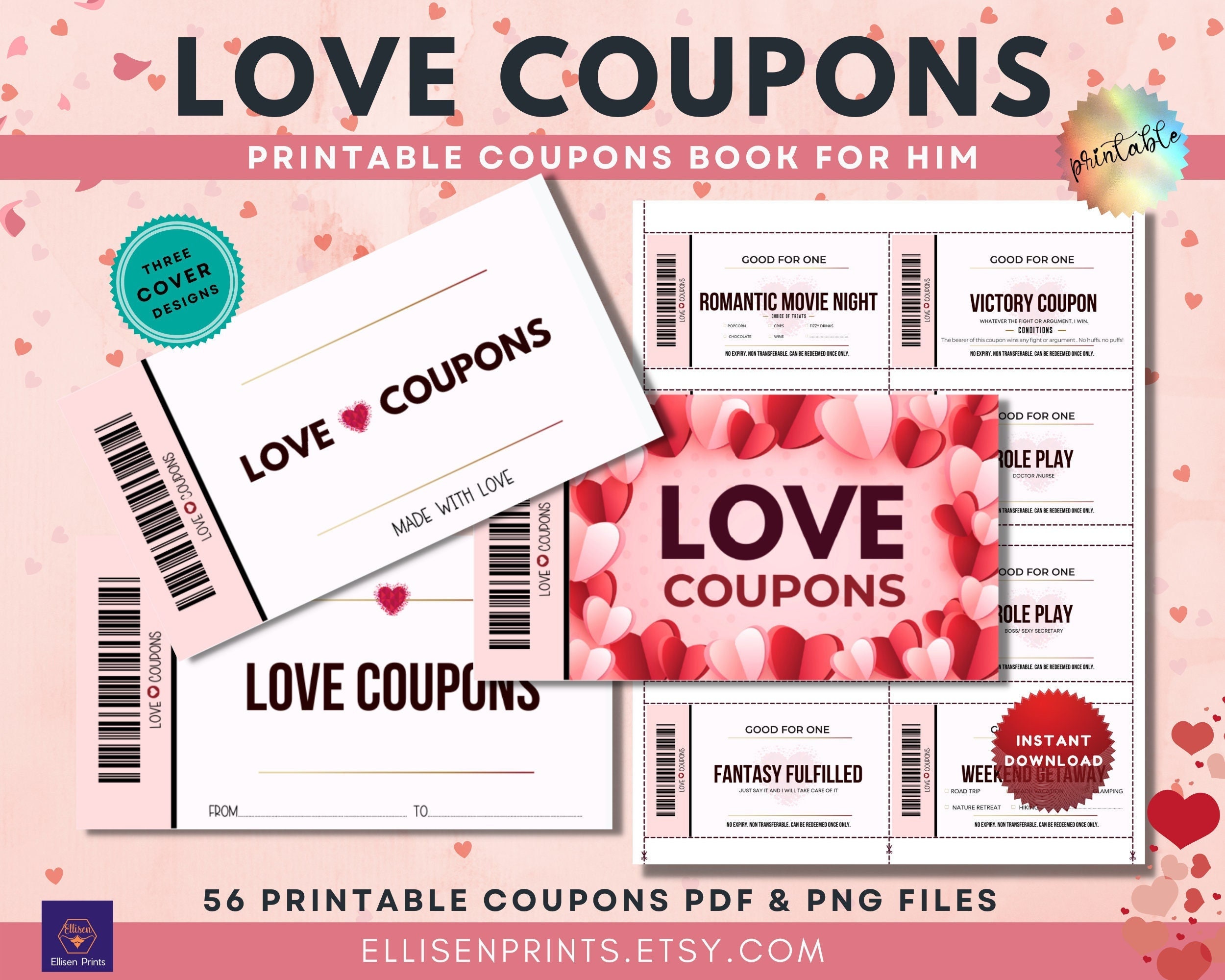 Printable Love Coupons Valentines Day Coupons Sex Instant Download Etsy
