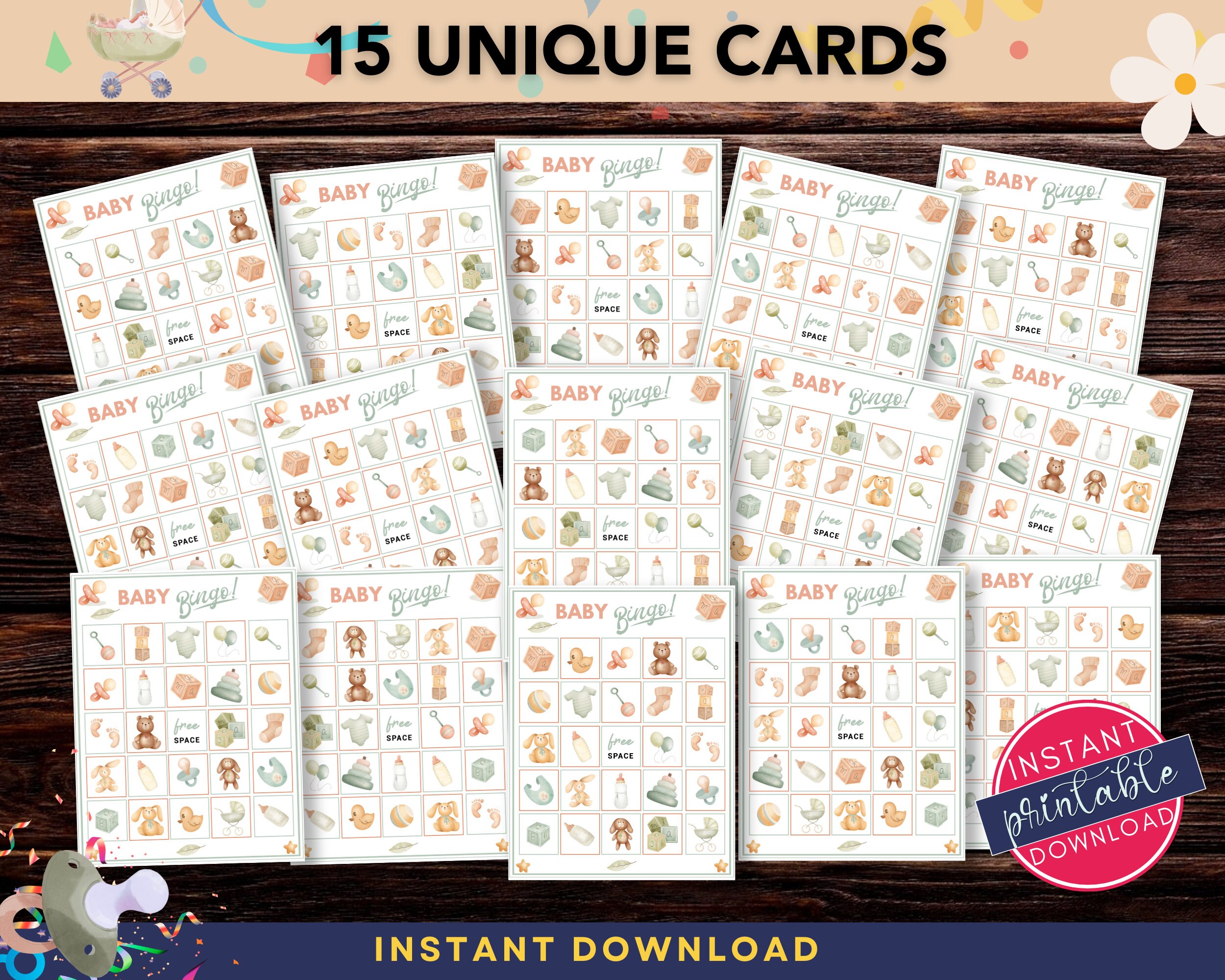 Fun and Engaging Games Baby Shower Games |baby Shower Bingo Game | 15 ...