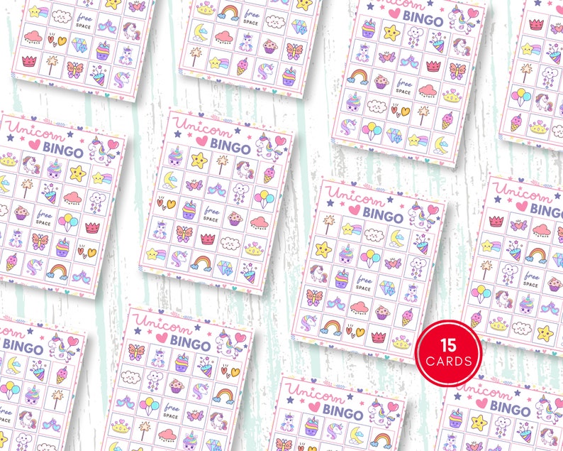 Unicorn Bingo Game |printable Unicorn Tail Tag |cards for Kid |teens ...