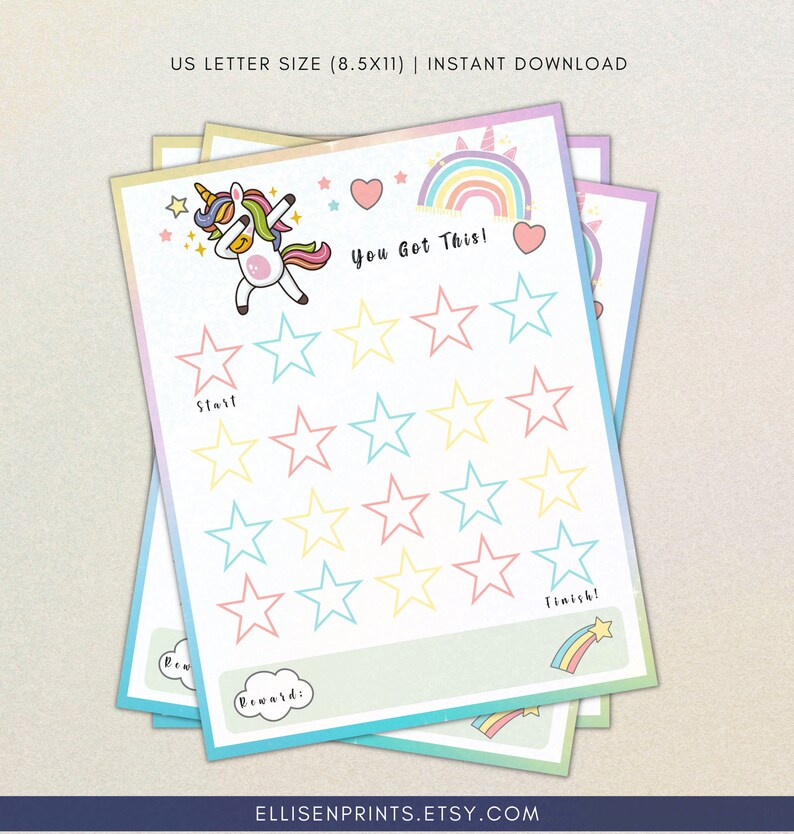 Unicorn Reward Chart for Kids | Behavioral Chart | Potty Training Fun ...